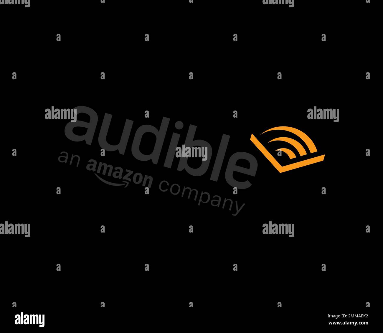Audible (store), rotated, black background, logo, brand name Stock ...