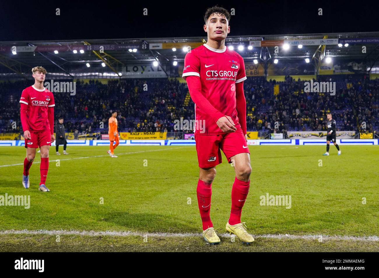 BREDA, NETHERLANDS - JANUARY 27: Sem Dekkers of Jong AZ looks dejected after the Dutch ...