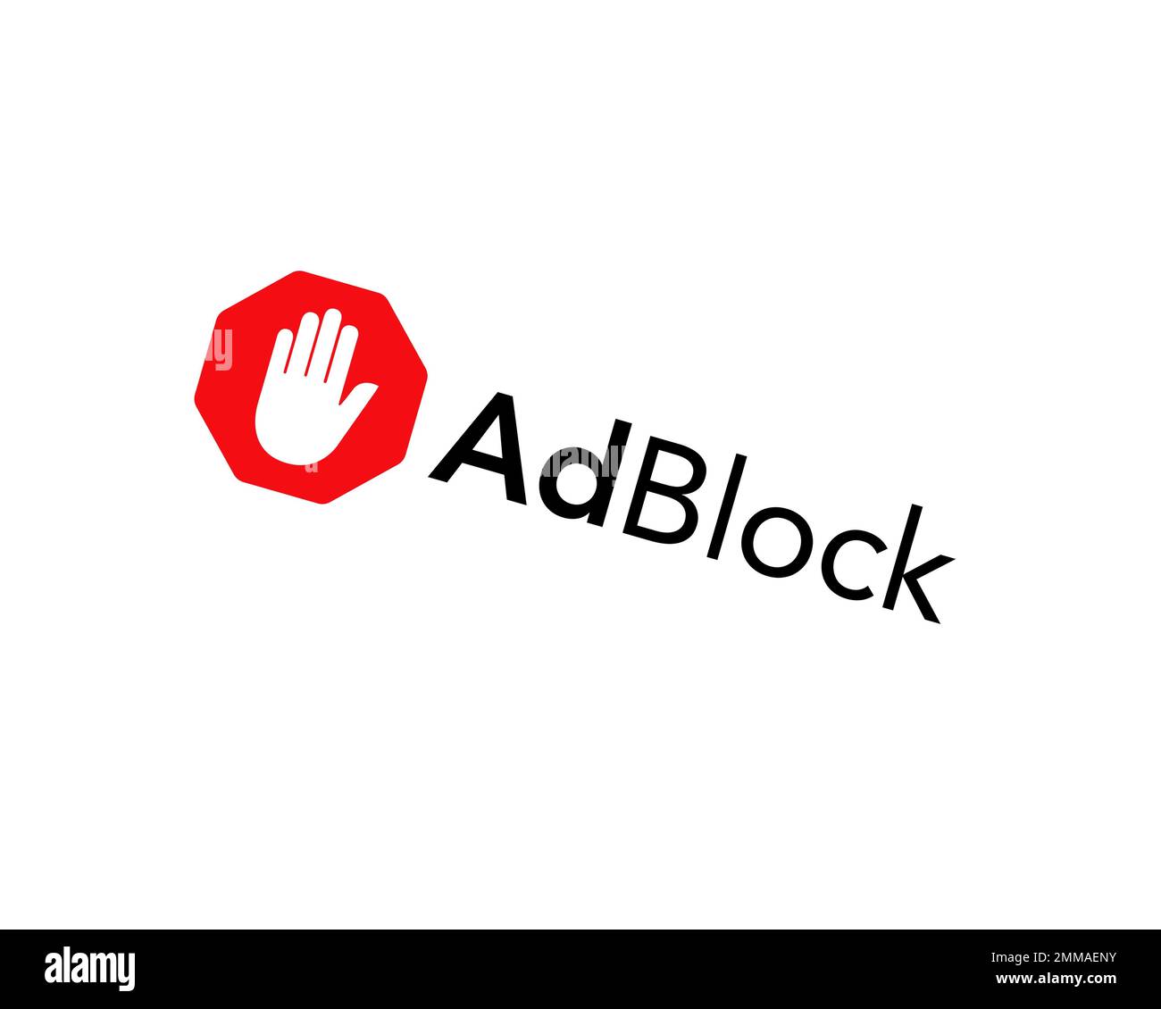 AdBlock, rotated, white background, logo, brand name Stock Photo - Alamy