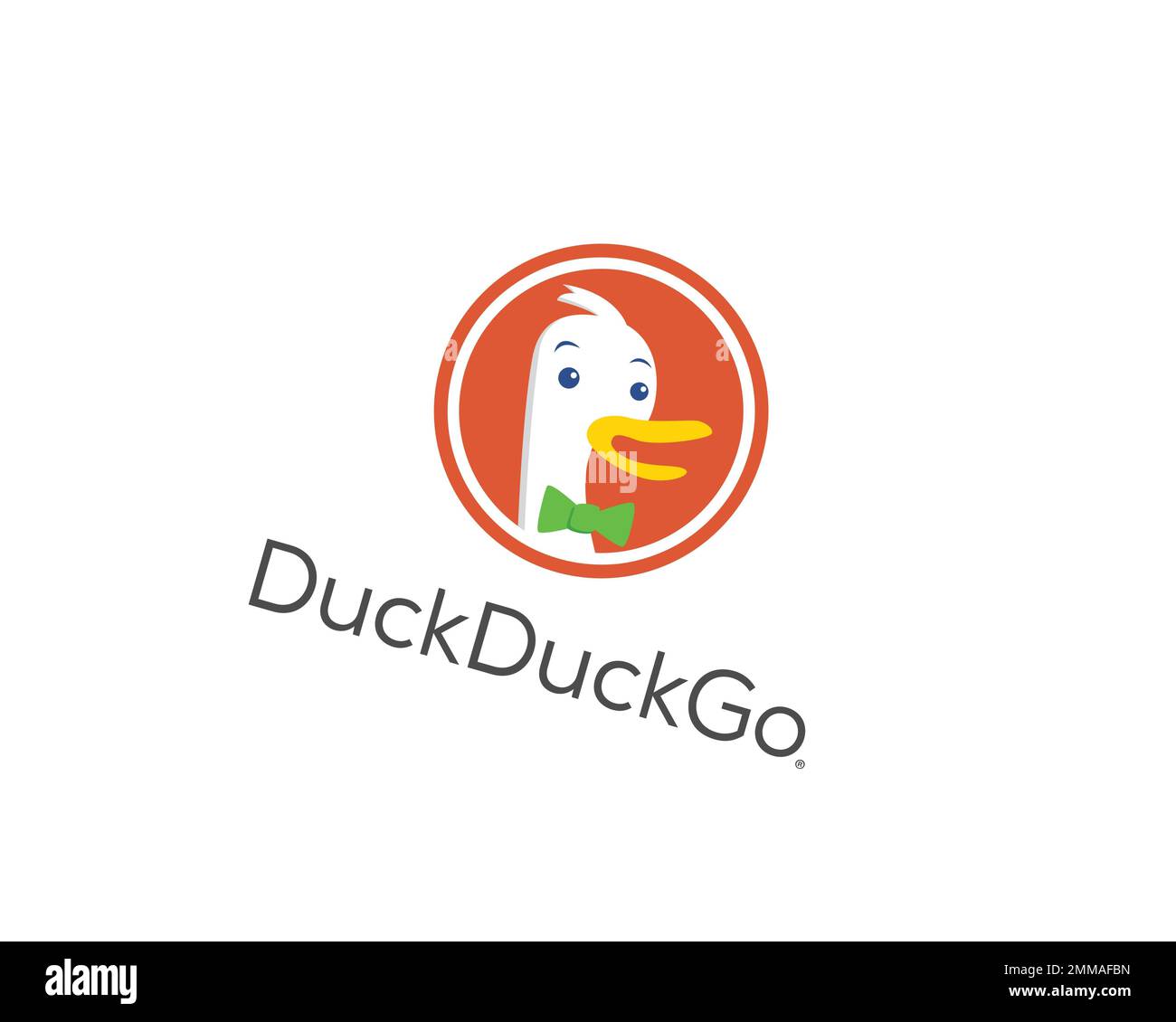 DuckDuckGo, rotated, white background logo, brand name Stock Photo - Alamy
