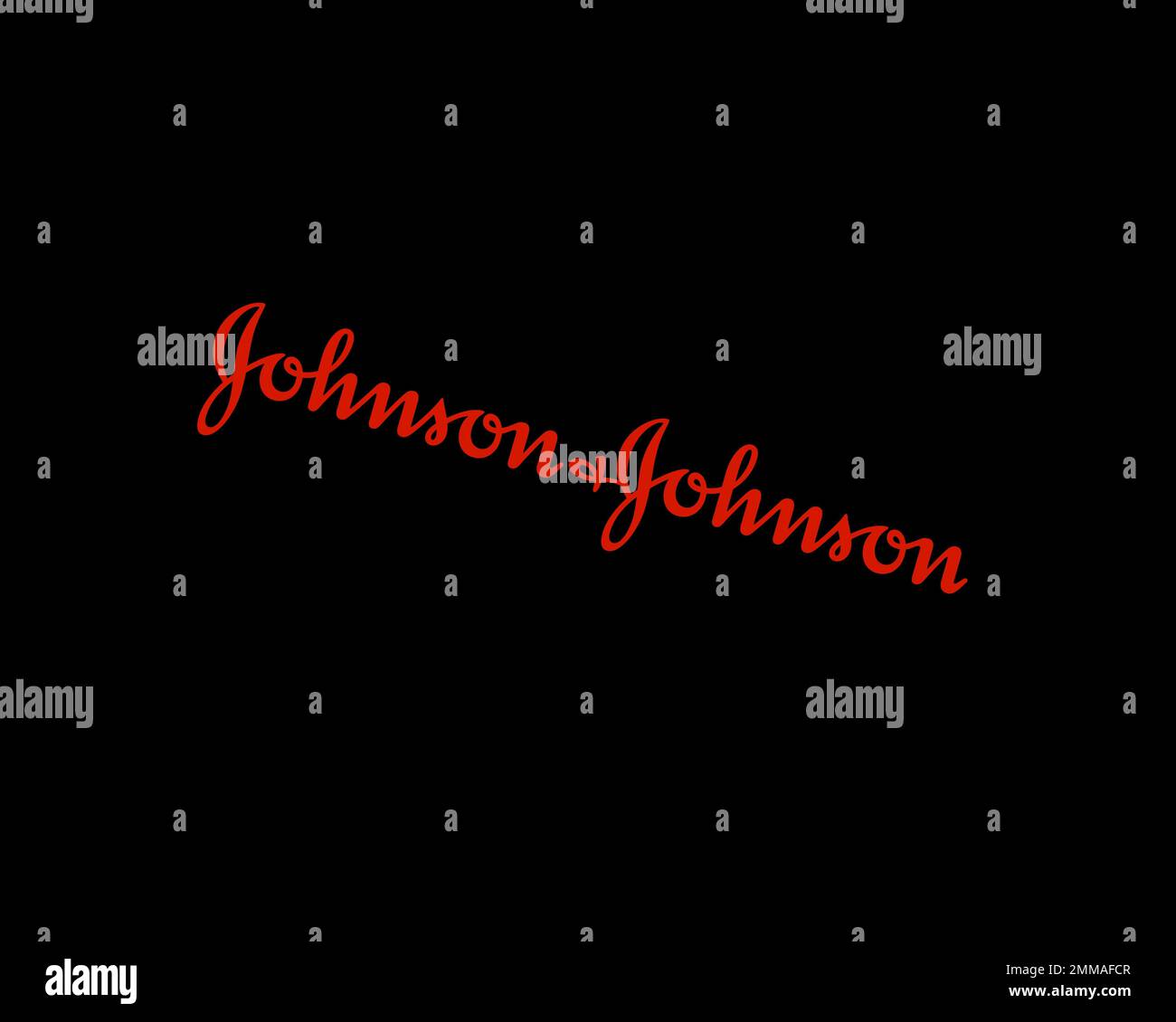 Johnson & Johnson, rotated, black background, logo, brand name Stock ...