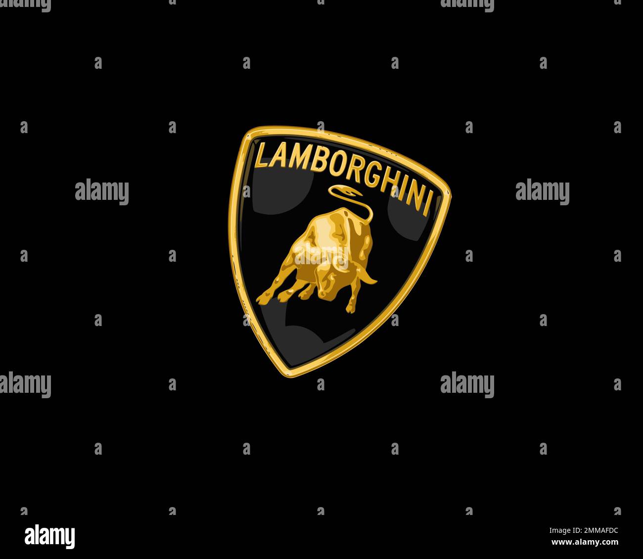 Lamborghini, rotated, black background, logo, brand name Stock Photo ...