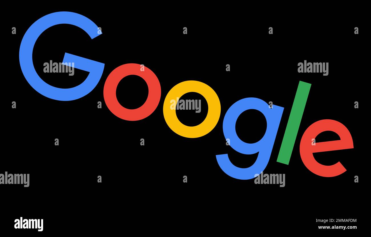 Google, rotated, black background, logo, brand name Stock Photo - Alamy