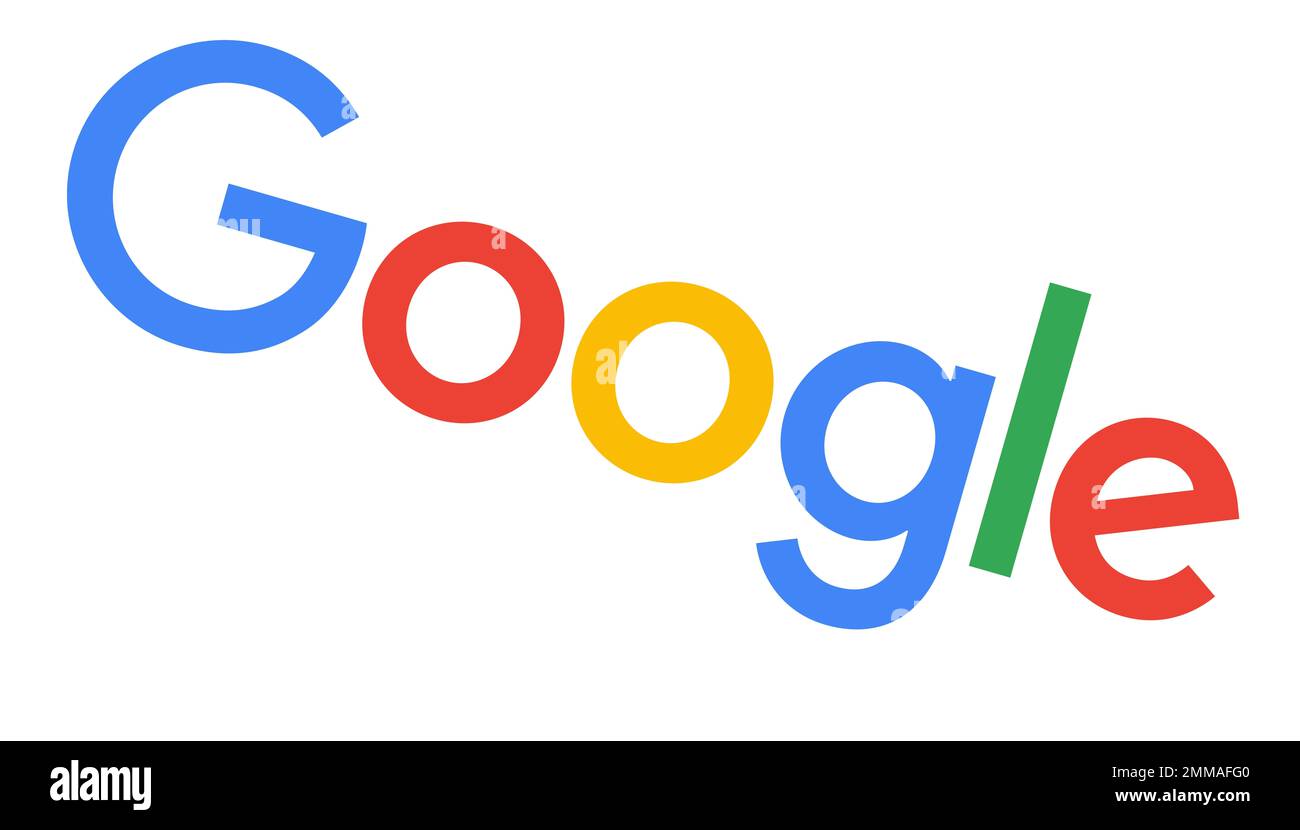 Google, rotated, white background logo, brand name Stock Photo - Alamy