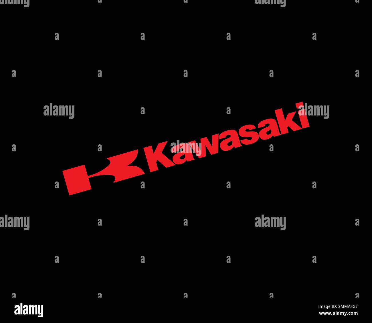 Kawasaki Heavy Industries, rotated, black background, logo, brand name ...