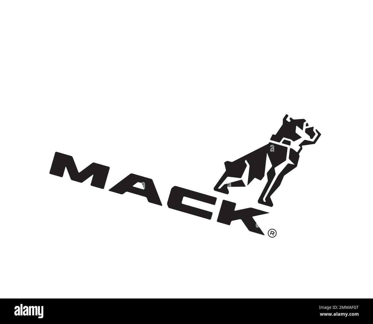 Mack Trucks, rotated, white background logo, brand name Stock Photo - Alamy