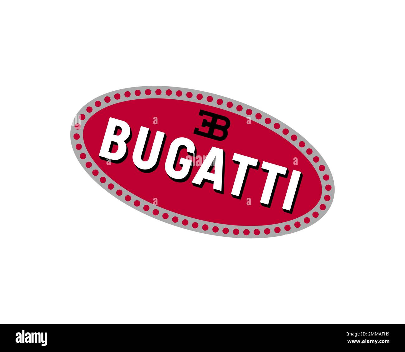 Bugatti, rotated, white background, logo, brand name Stock Photo - Alamy