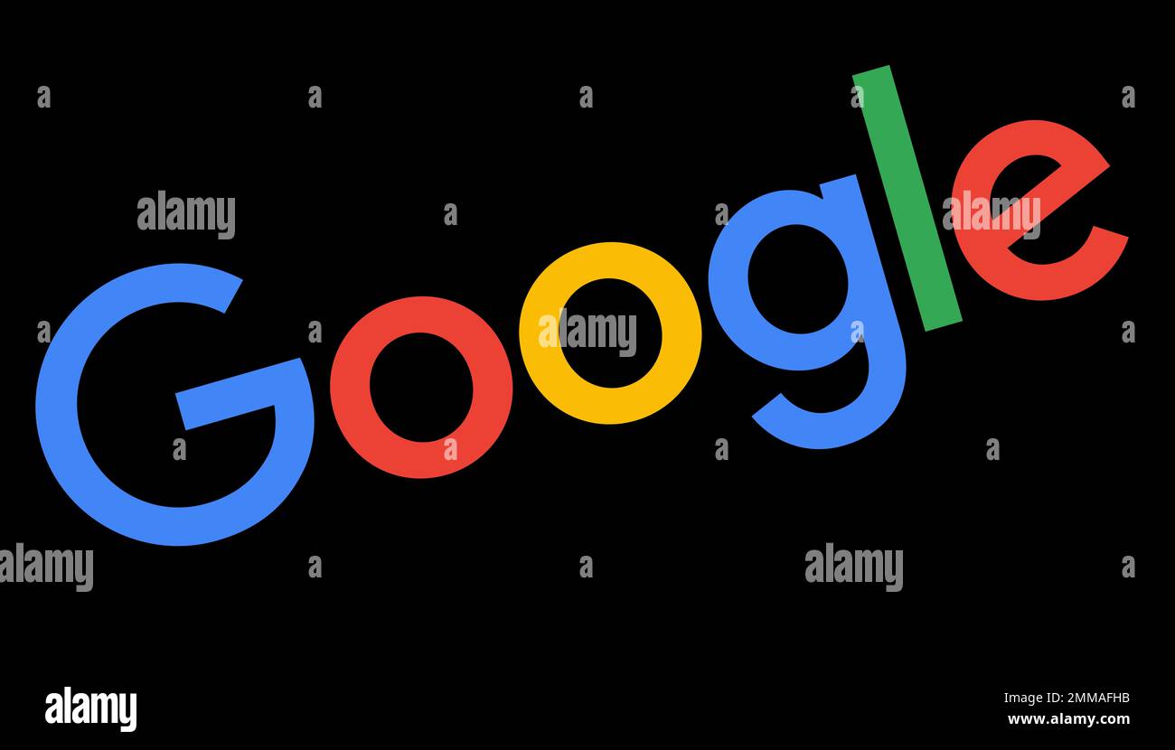 Google, rotated, black background, logo, brand name Stock Photo - Alamy