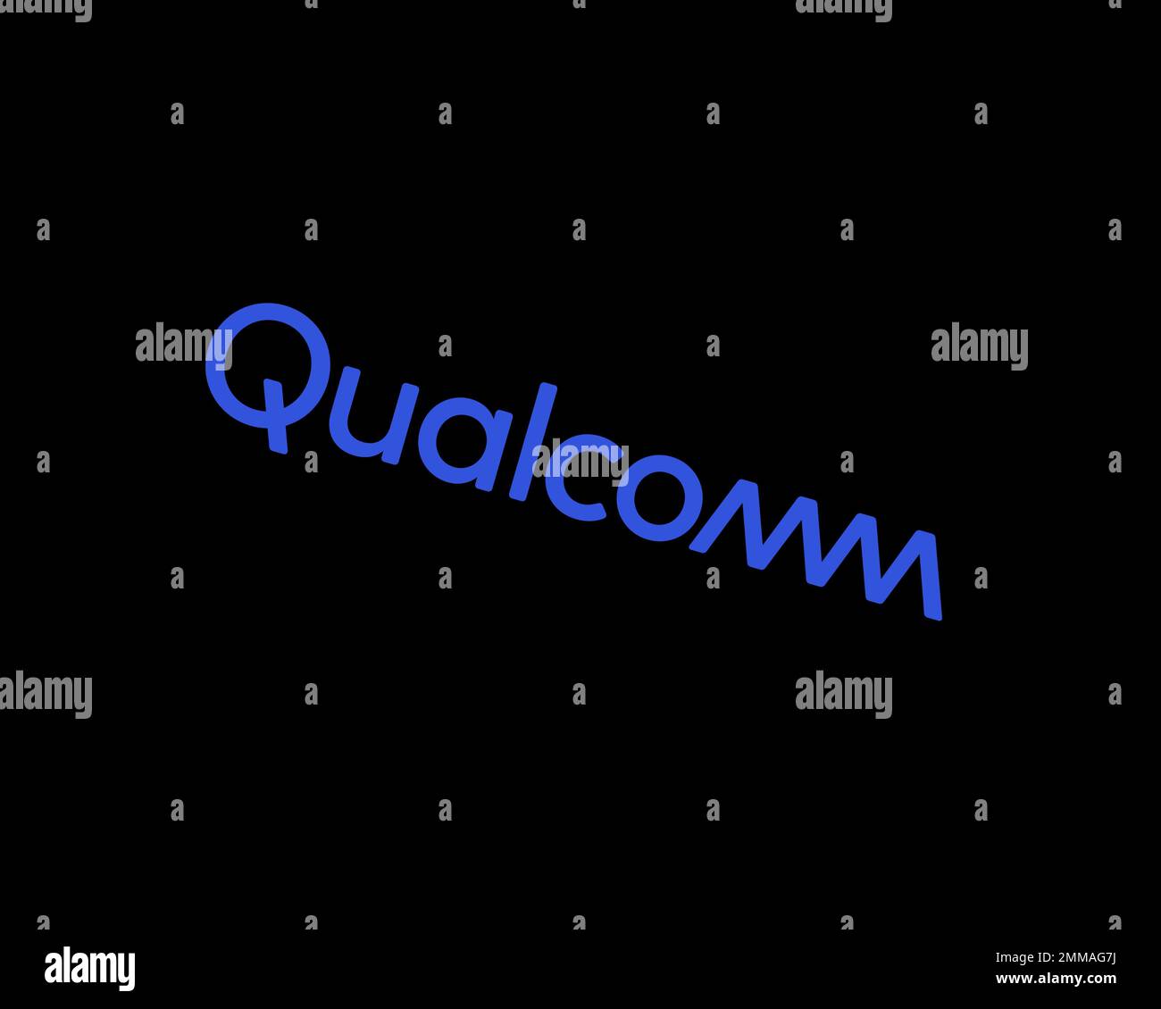 Qualcomm, rotated, black background, logo, brand name Stock Photo - Alamy