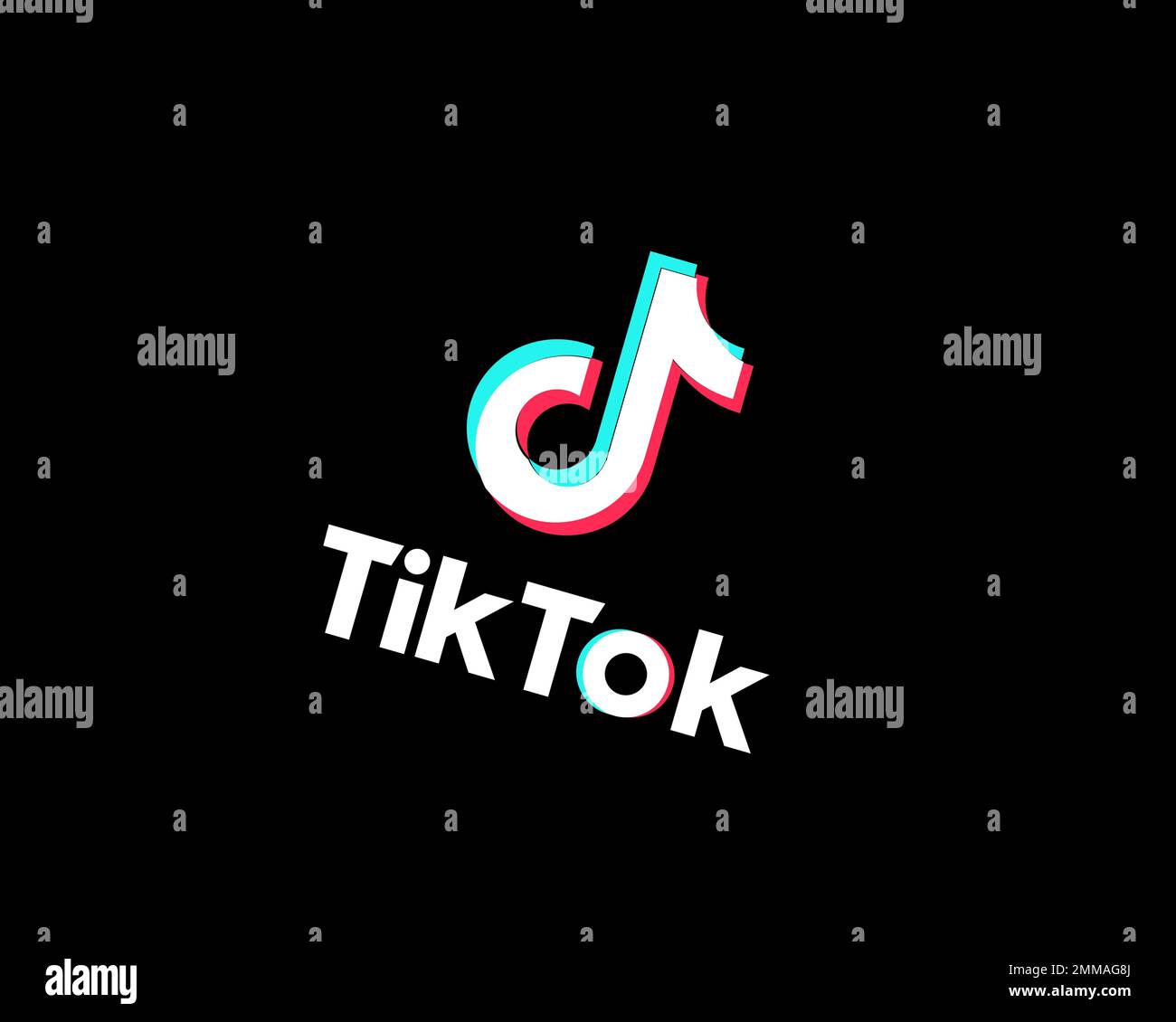 TikTok Vertical White, rotated, black background, logo, brand name Stock Photo - Alamy