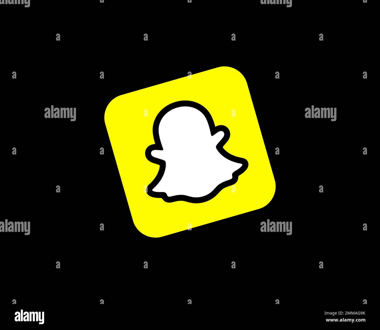 Snapchat, rotated, black background, logo, brand name Stock Photo - Alamy