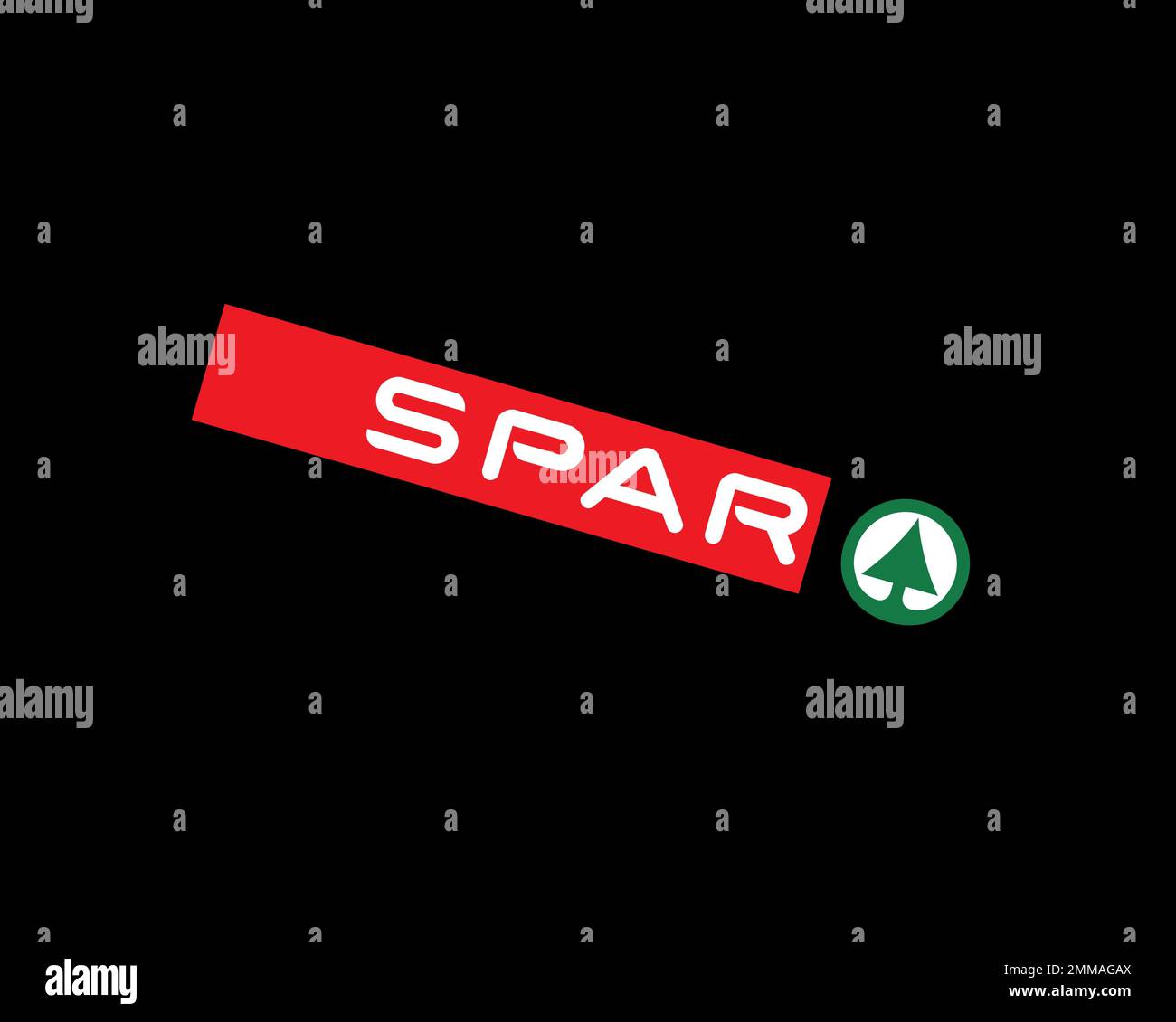 SPAR (retailer), rotated, black background, logo, brand name Stock ...