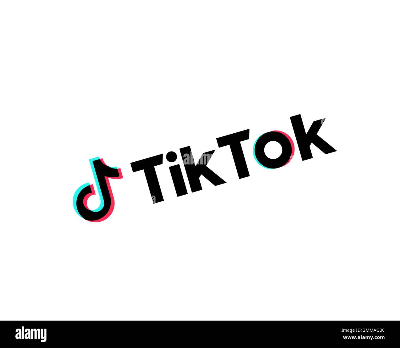 TikTok, rotated, white background, logo, brand name Stock Photo - Alamy