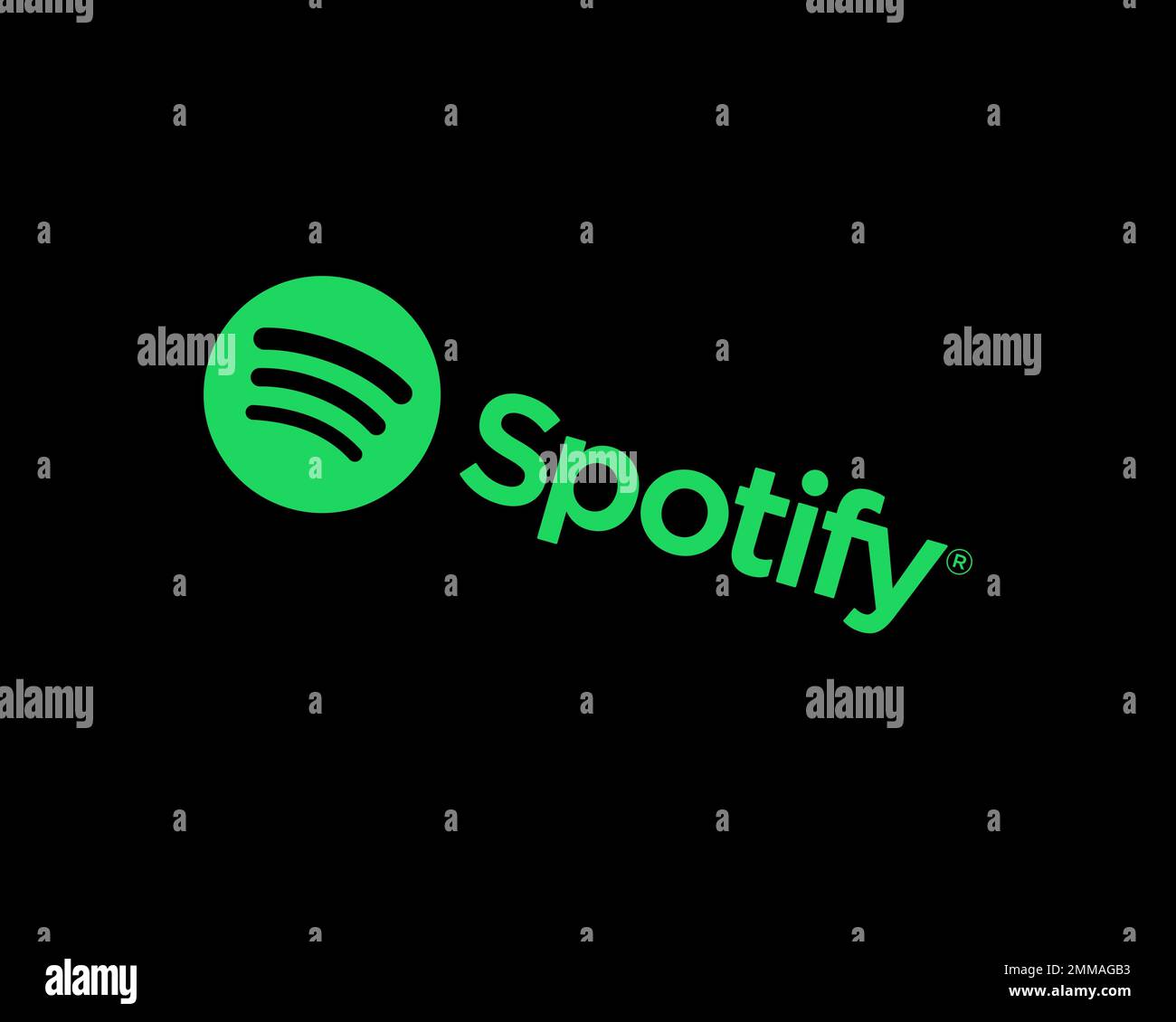 Spotify, rotated, black background, logo, brand name Stock Photo - Alamy