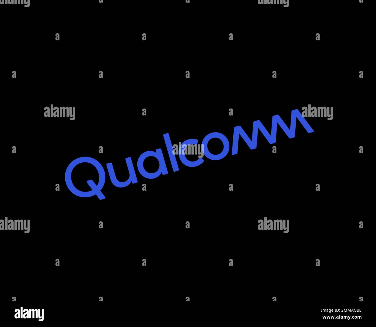 Qualcomm, rotated, black background, logo, brand name Stock Photo - Alamy
