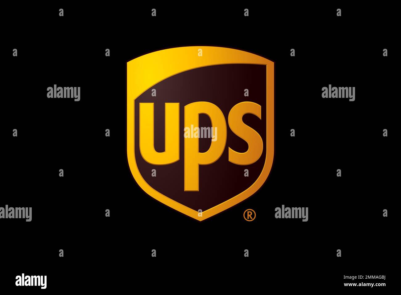 United Parcel Service, black background, logo, brand name Stock Photo ...