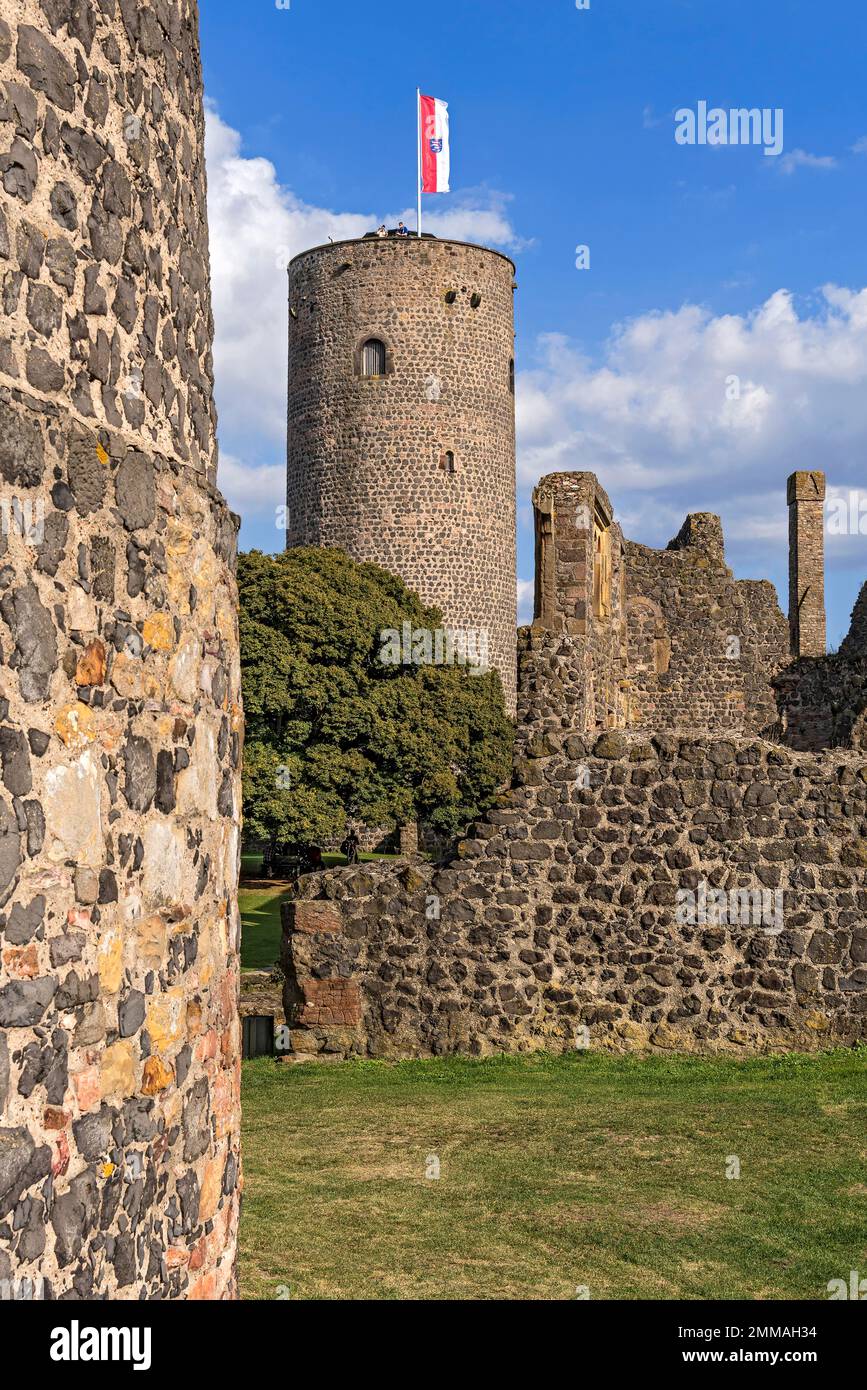 Castle towers western and eastern keep, Romanesque Muenzenberg palace ...