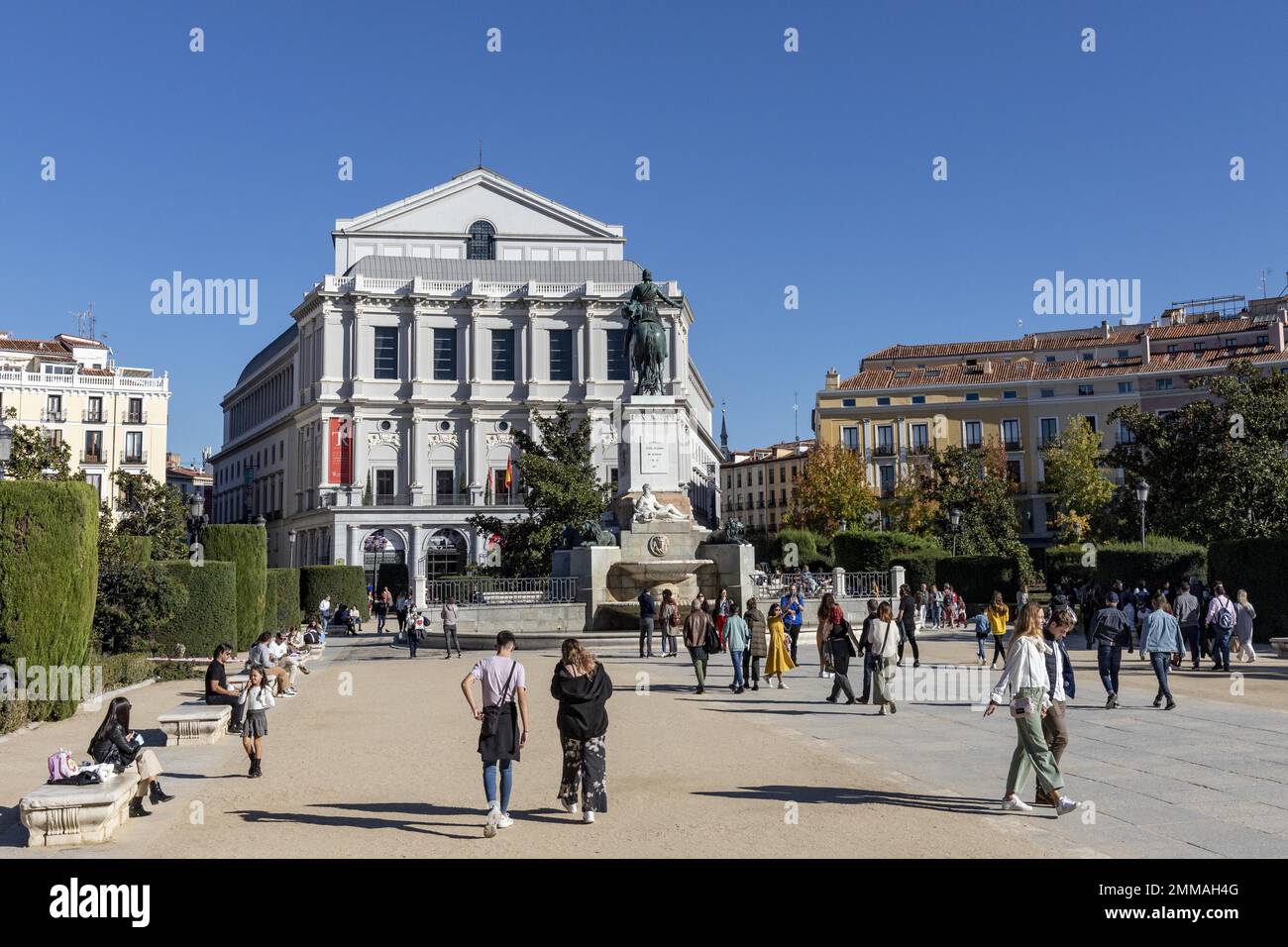 Plaza de Oriente with opera house, Teatro Real, magnificent building ...