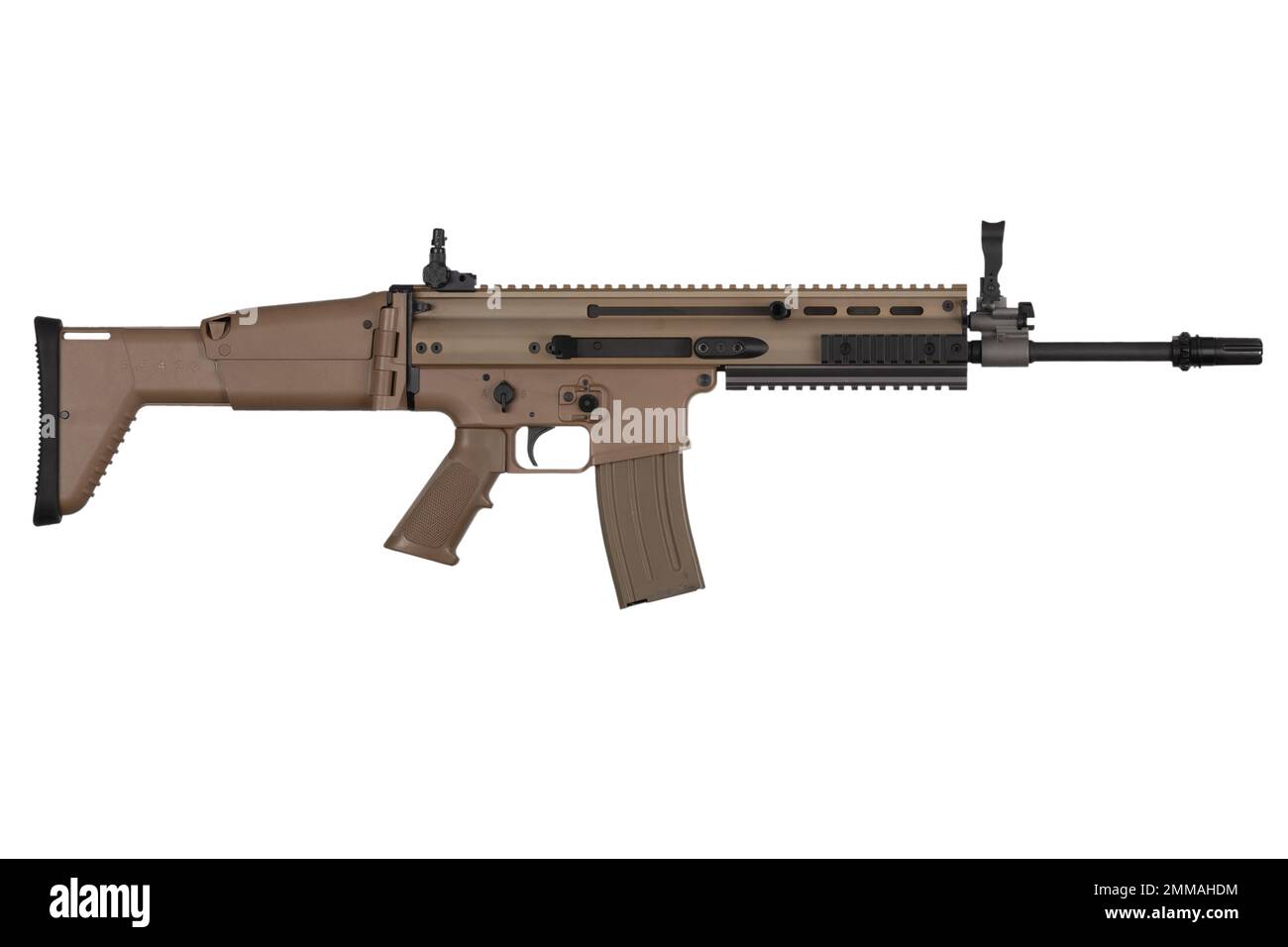 US ARMY tan colored SCAR carbine isolated on a white background ...