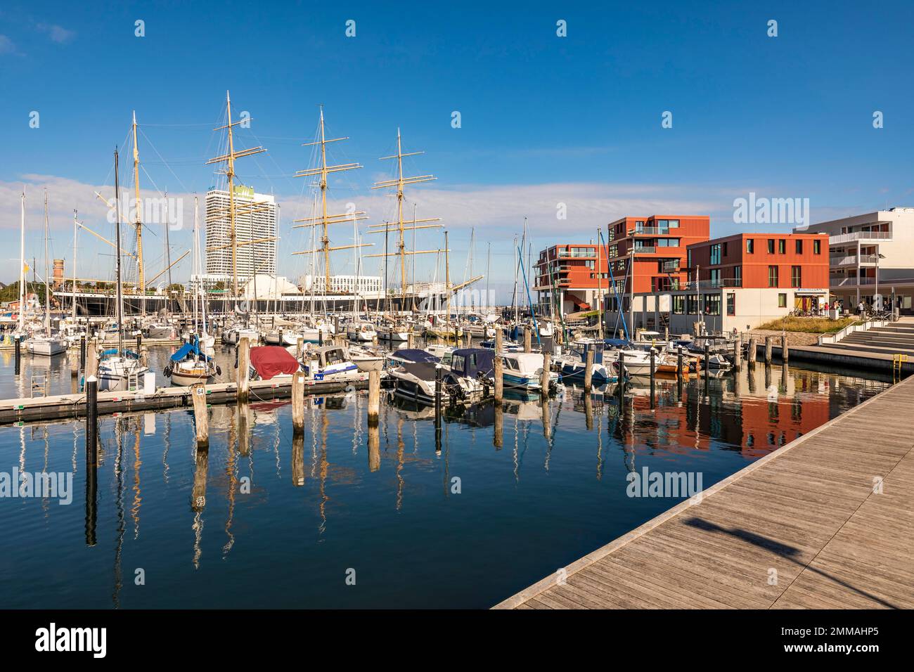 Boats in the Passat harbour on the Priwall peninsula, sailing ship ...