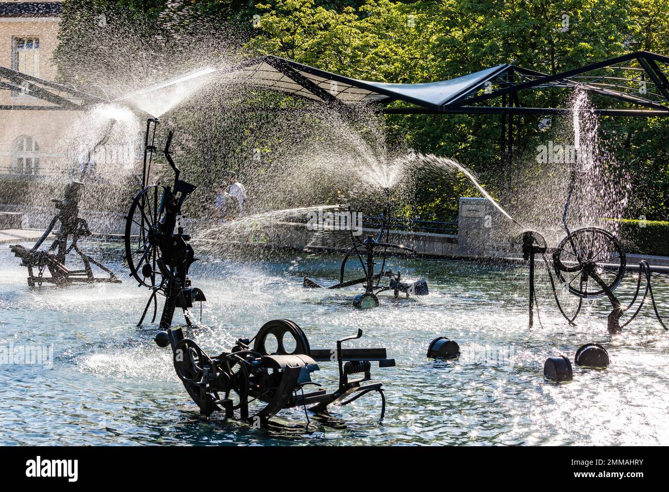 Jean Tinguely's Fasnacht Fountain on Theaterplatz, Tinguely Fountain, Basel, Canton Basel-Stadt ...