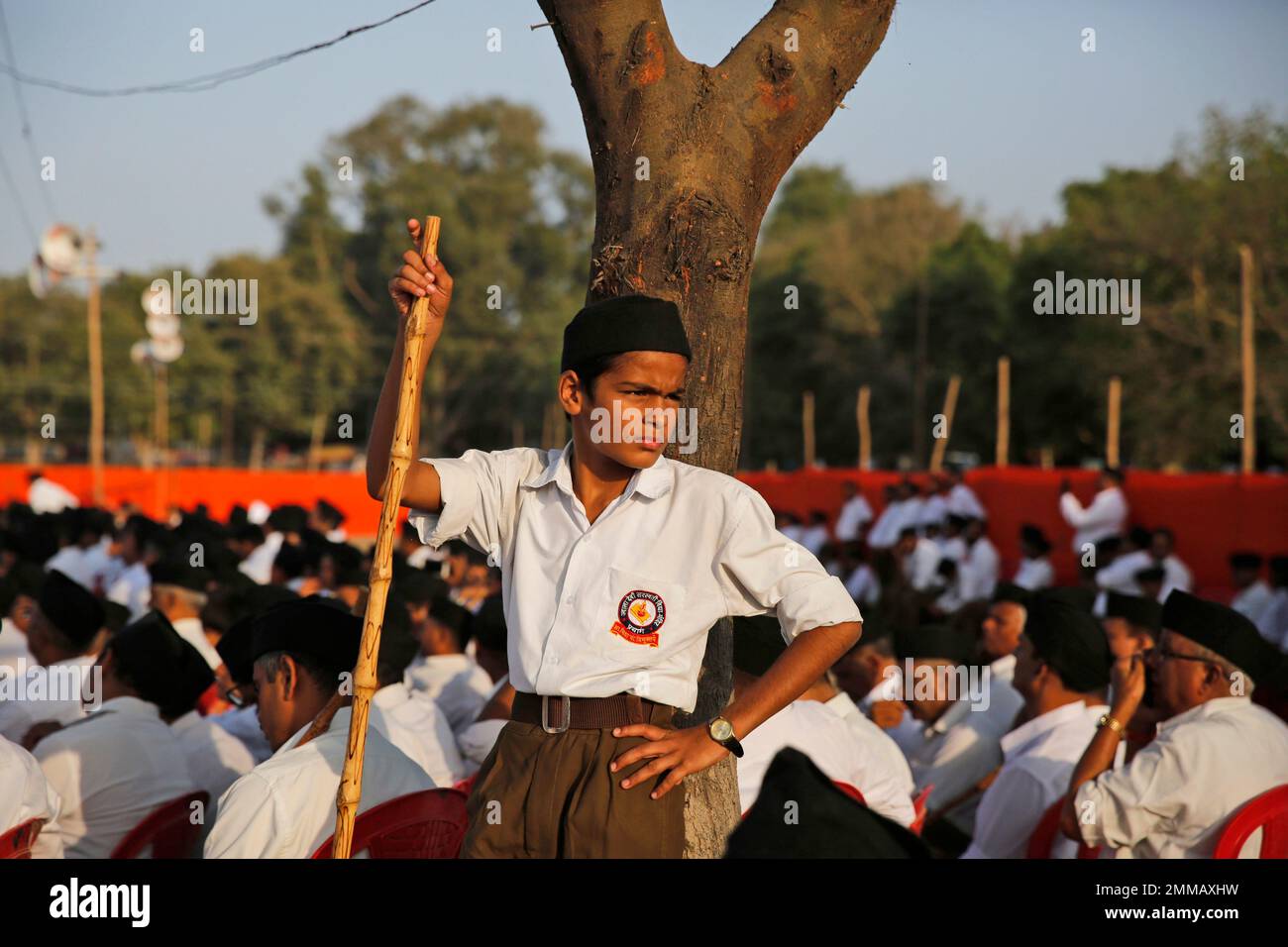A young member of the Rashtriya Swayamsevak Sangh (RSS), a hard-line ...