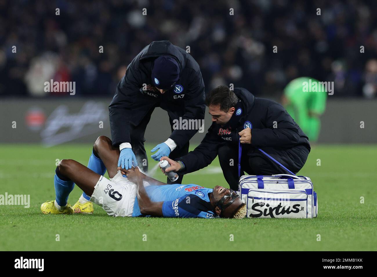 Napoli, Italy. 29th Jan, 2023. Victor Osimhen of SSC Napoli injury ...