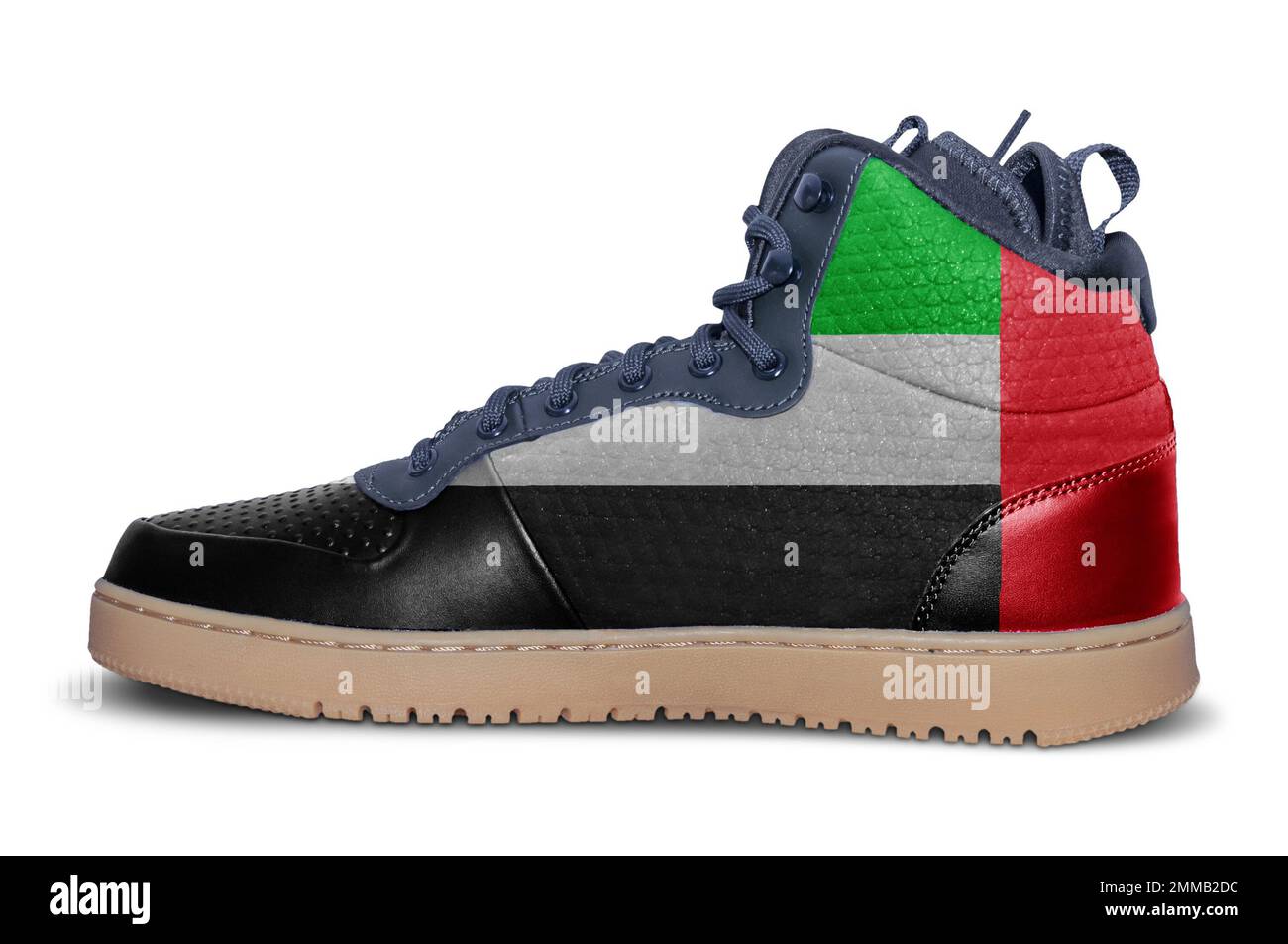 Fashion rubber snickers with flag of United Arab Emirates isolated on ...