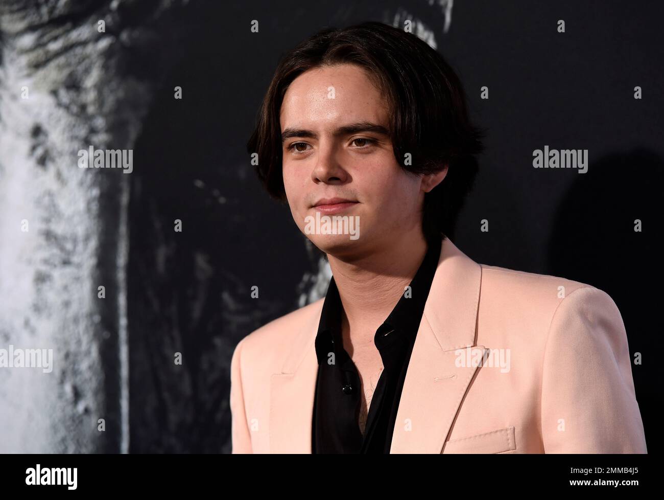 Miles Robbins, a cast member in "Halloween," poses at the premiere of ...
