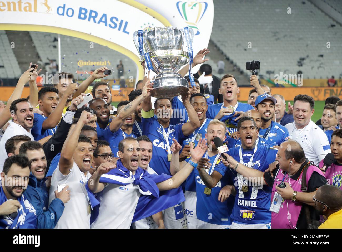 Cruzeiro players lift the Brazil Cup as they celebrate their victory ...
