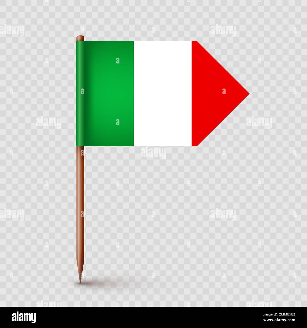 Realistic Italian toothpick flag. Souvenir from Italy. Wooden toothpick ...