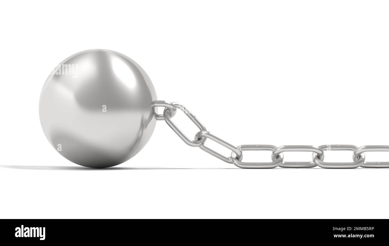 Ball and chain isolated on white background. 3d illustration Stock ...