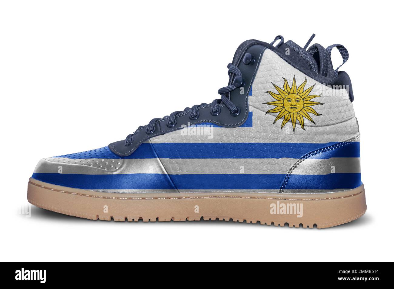 Fashion rubber snickers with flag of Uruguay isolated on white ...