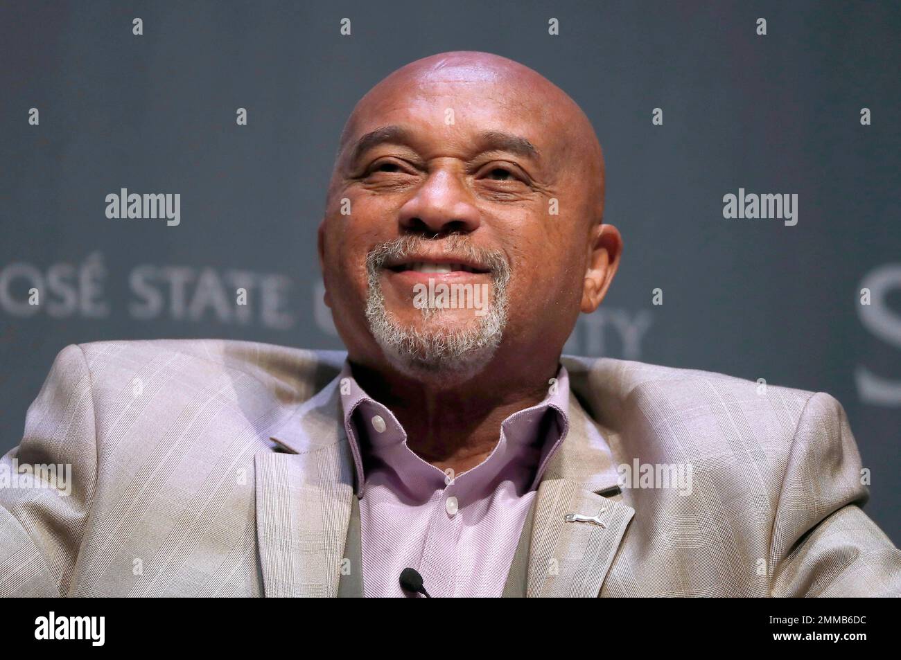 1968 Olympic athlete Tommie Smith smiles as he talks about his ...