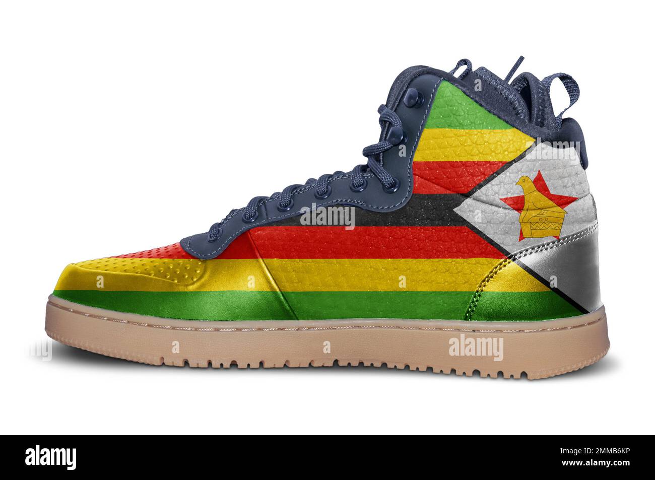 Fashion rubber snickers with flag of Zimbabwe isolated on white ...