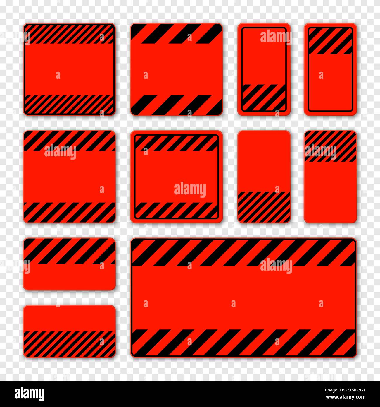 Various blank red warning signs with diagonal lines. Attention, danger ...
