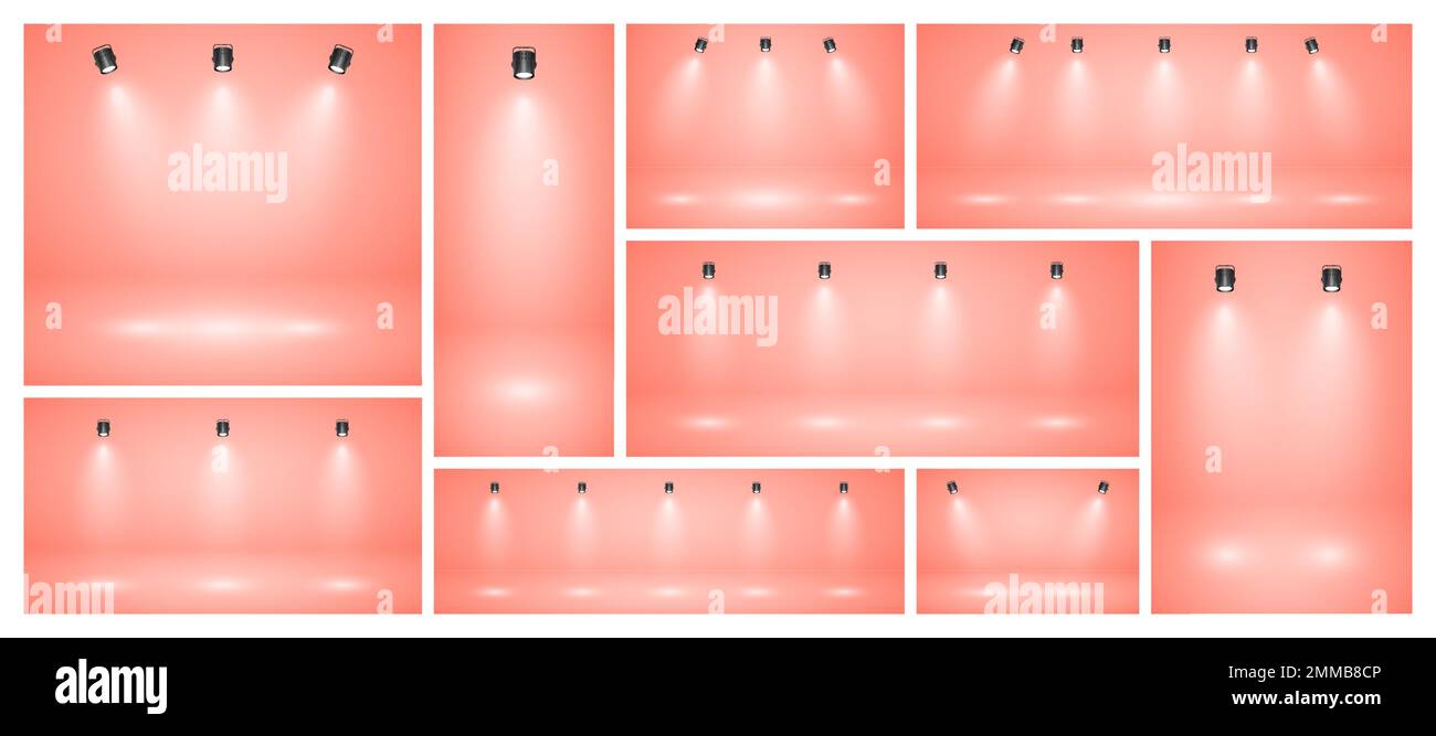 Empty peach studio abstract backgrounds with spotlights. Product ...