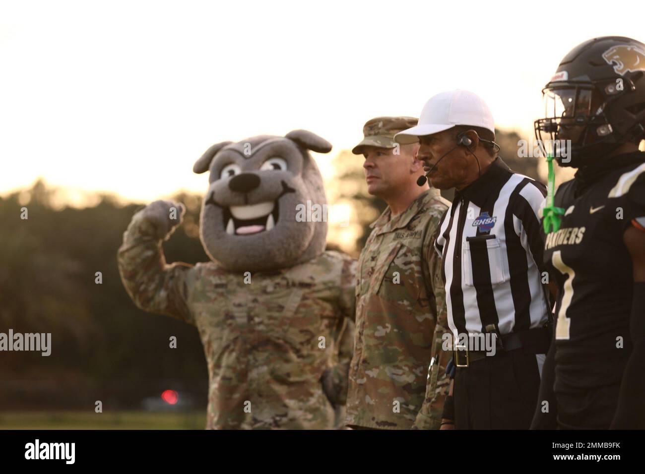 Rocky, the 3rd Infantry Division mascot poses before the coin toss at ...