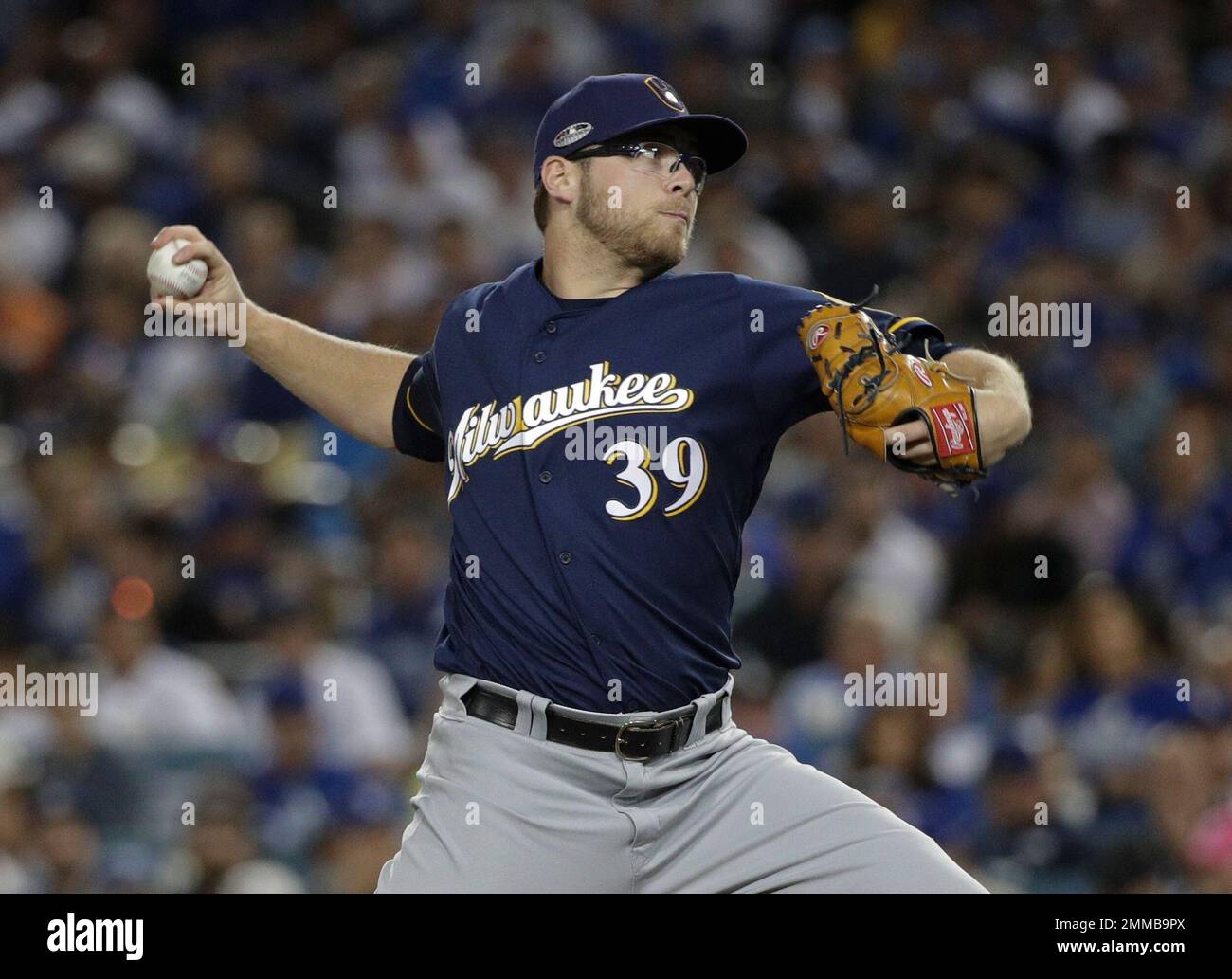 Milwaukee Brewers relief pitcher Corbin Burnes during the fifth inning ...