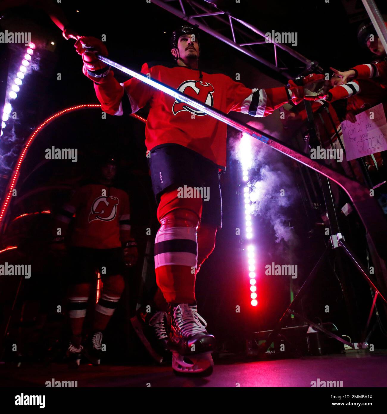 New Jersey Devils center Brian Boyle is introduced prior to taking on ...