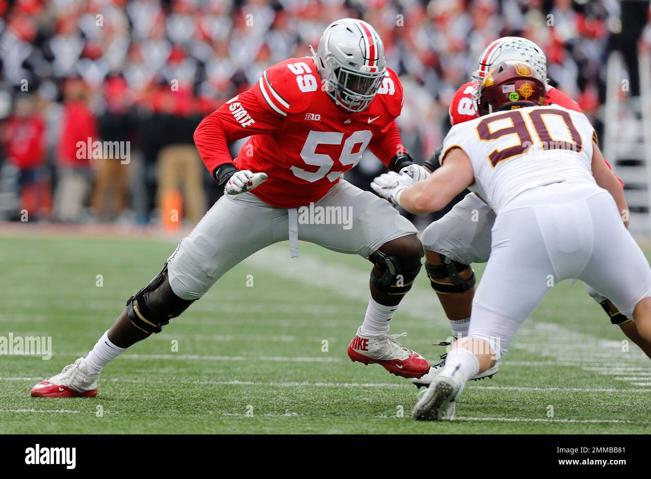 Ohio State offensive lineman Isaiah Prince plays against Minnesota ...
