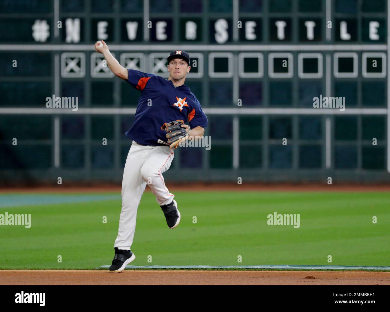 Houston Astros third baseman Alex Bregman warms up during batting ...
