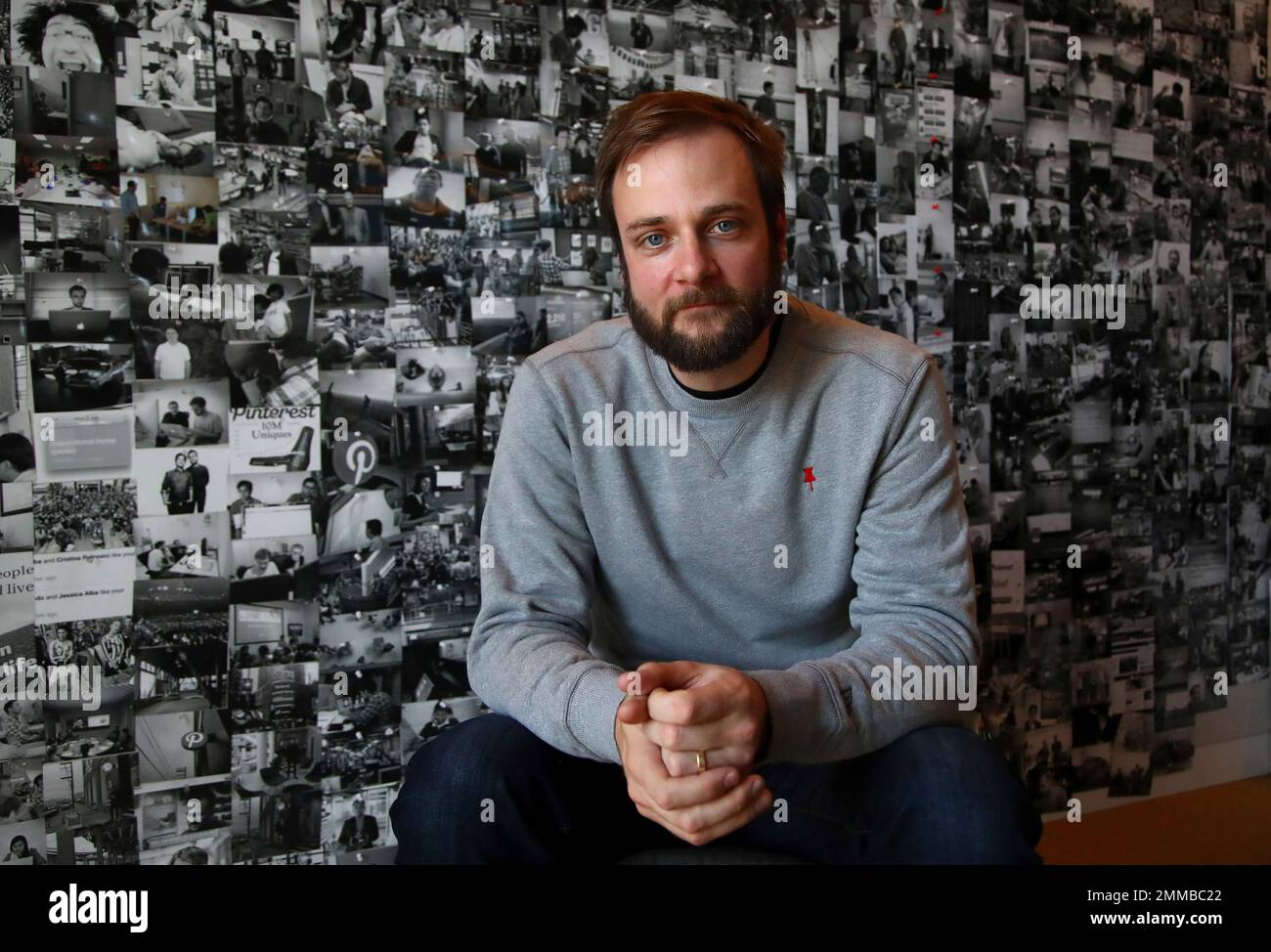 In this Thursday, Oct. 11, 2018, photo Evan Sharp, Pinterest co-founder ...