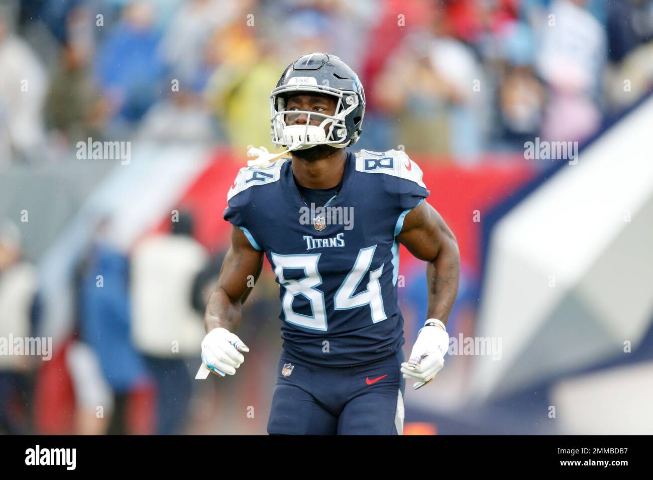 Tennessee Titans wide receiver Corey Davis runs onto the field before ...