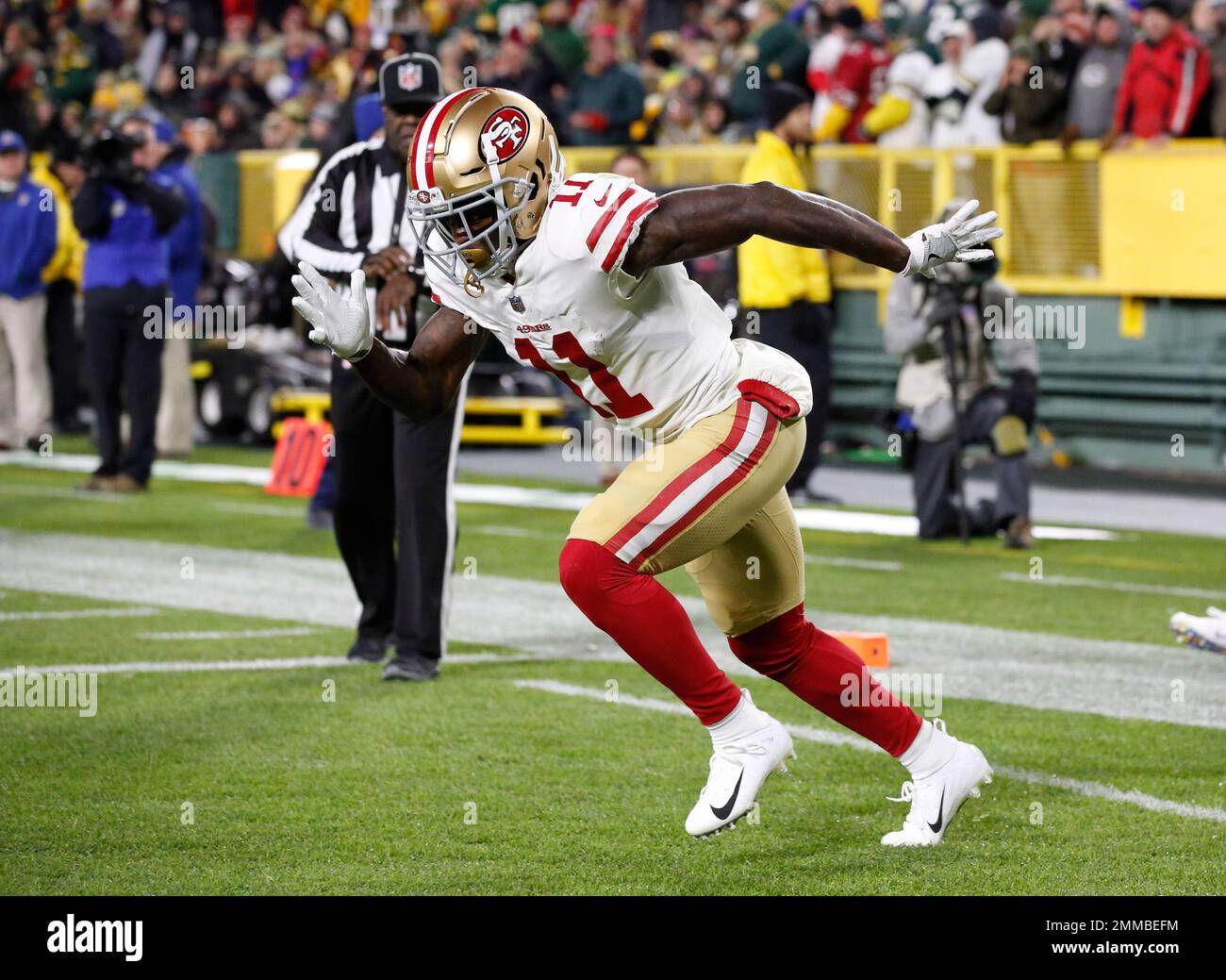San Francisco 49ers wide receiver Marquise Goodwin (11) celebrates a ...