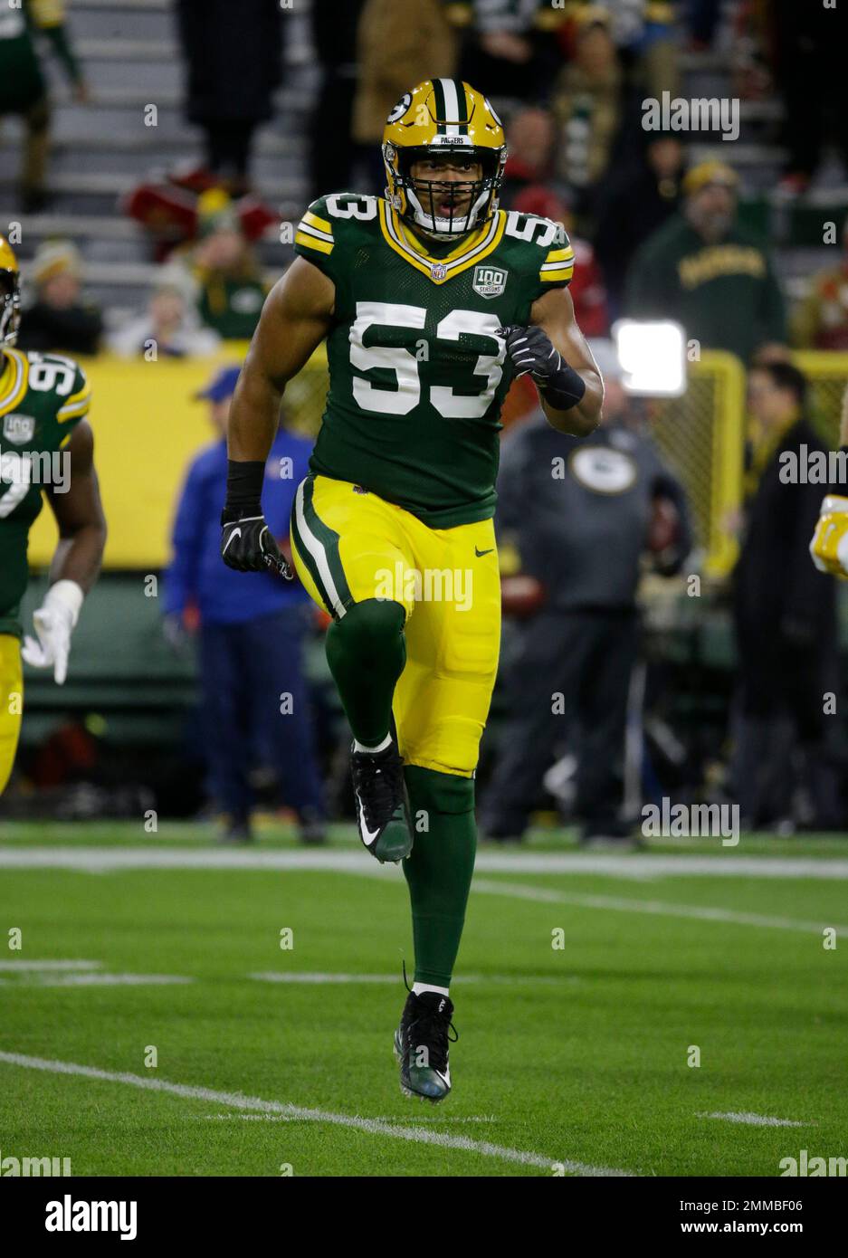 Green Bay Packers linebacker Nick Perry (53) warms up before an NFL ...