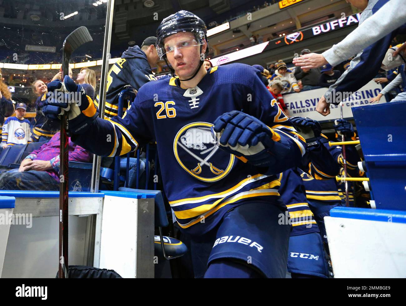 Buffalo Sabres defenseman Rasmus Dahlin (26) enters the ice prior to ...