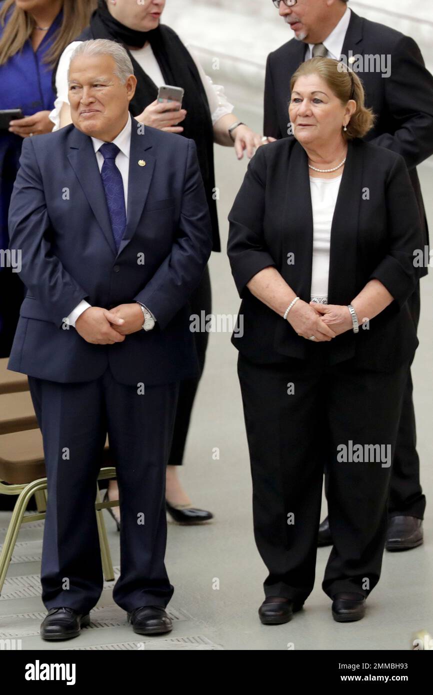 El Salvador President Salvador Sanchez Ceren, left, and his wife ...