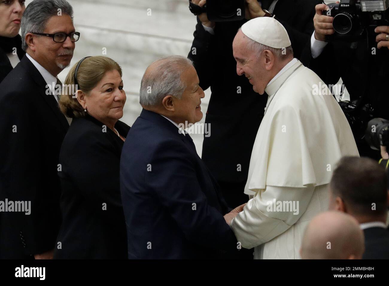 El Salvador President Salvador Sanchez Ceren, second from left, is ...
