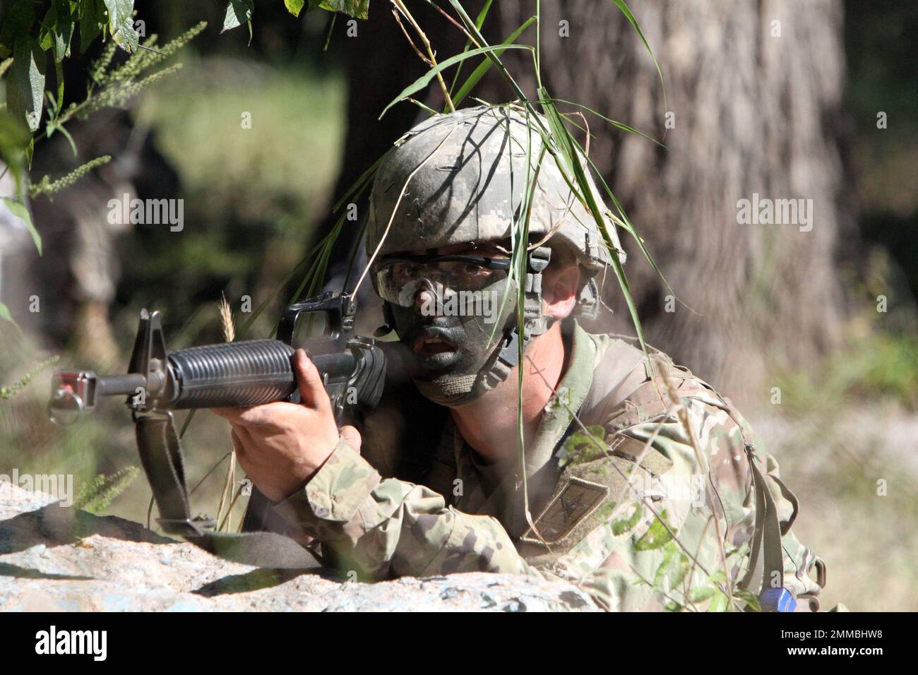Basic Combat Training Field Training Exercise with weapons and face ...